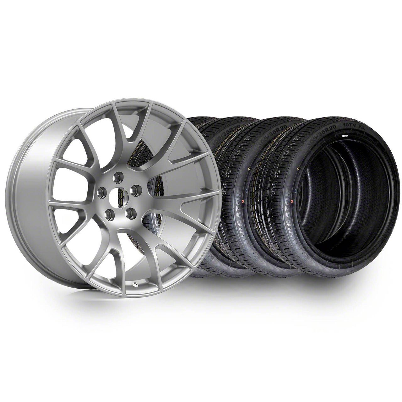 Charger 20x11 Hellcat Widebody Style Matte Silver Wheel & Lanvigator ...