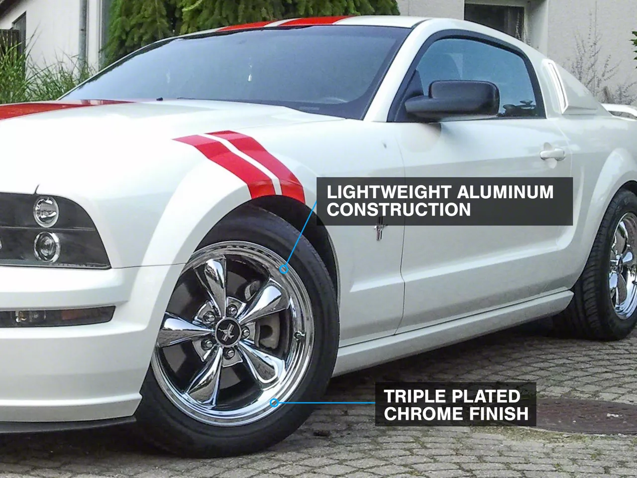 Mustang Bullitt Chrome Wheel; 17x8; 30mm Offset (05-09 Mustang GT, V6 ...