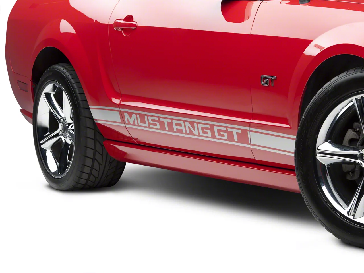 Mustang Rocker Stripes with Mustang GT Lettering; Silver (24-26 Mustang ...