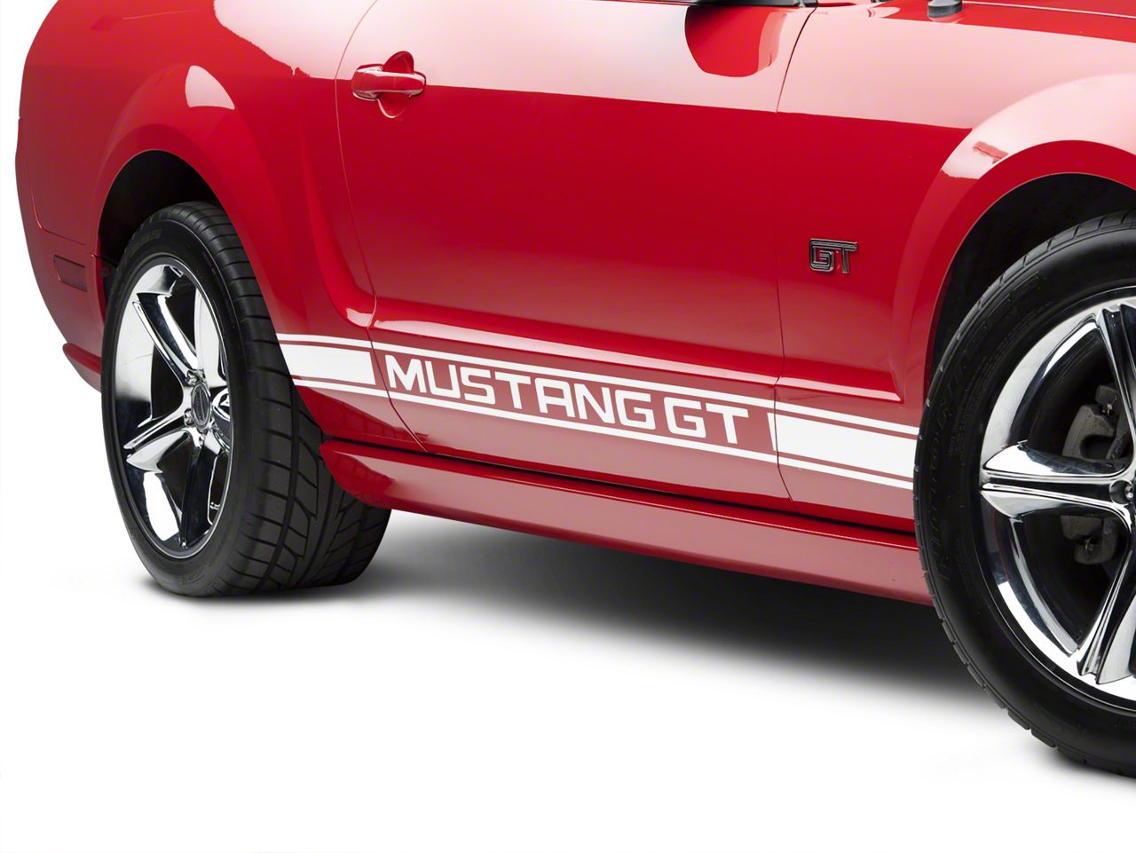 Mustang Rocker Stripes with Mustang GT Lettering; White (24-26 Mustang ...
