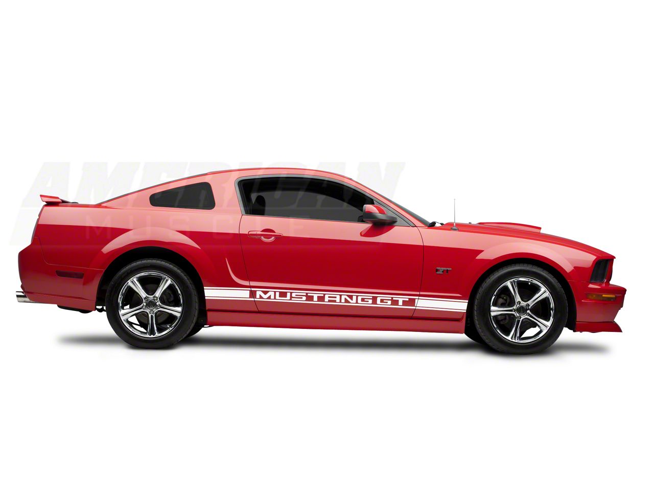 Mustang Rocker Stripes with Mustang GT Lettering; White (2024 Mustang ...