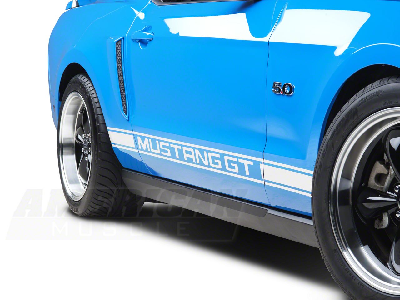 Mustang Rocker Stripes with Mustang GT Lettering; White (2024 Mustang ...