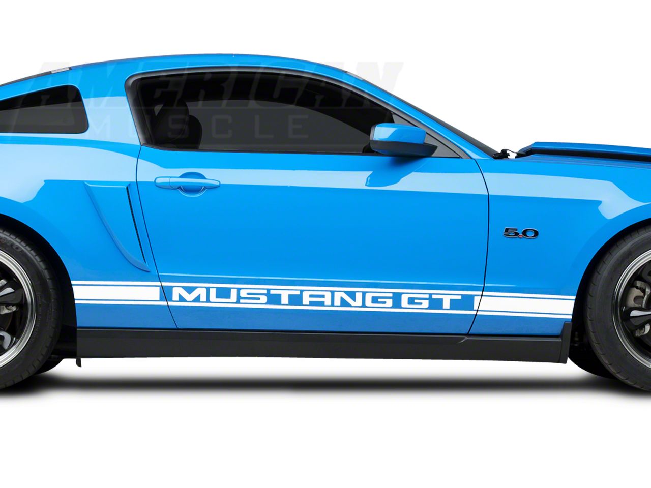 Mustang Rocker Stripes with Mustang GT Lettering; White (2024 Mustang ...