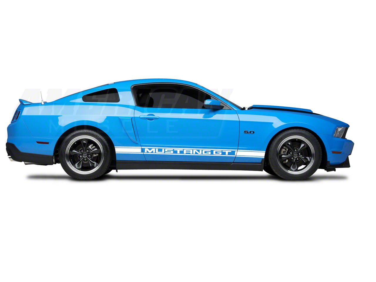 Mustang Rocker Stripes with Mustang GT Lettering; White (2024 Mustang ...