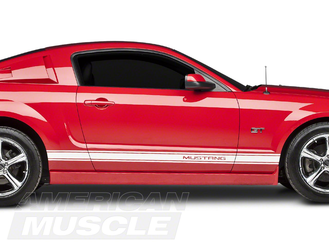 Mustang Rocker Stripes with Mustang Lettering; White (2024 Mustang ...