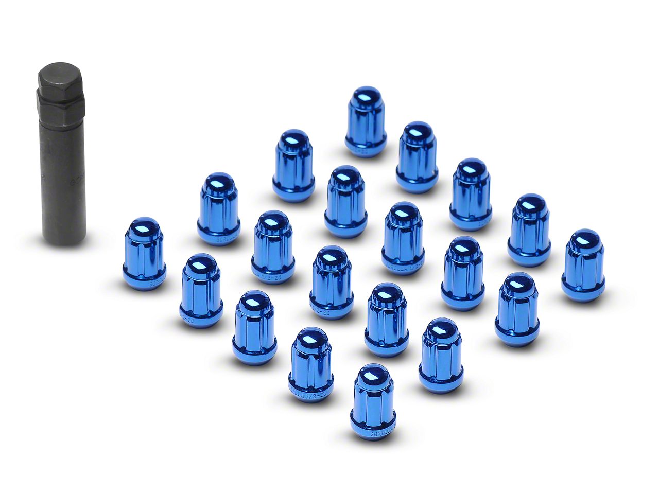 Mustang Blue 6 Spline Lug Nuts; 1/2-Inch x 20; Set of 20 (79-14 Mustang ...