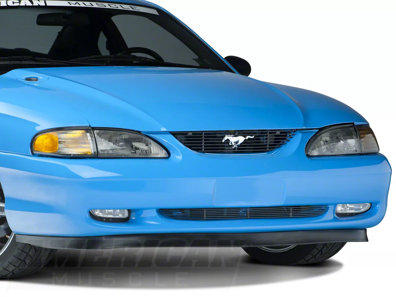 Modern Billet Mustang Grille with Pony Cutout; Black 9498-black-gt ...