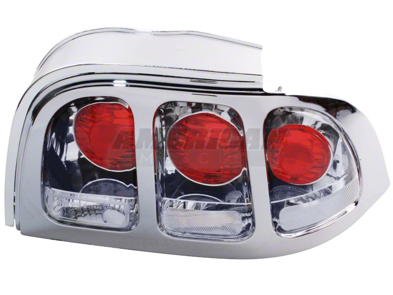 Mustang Euro Tail Lights; Chrome Housing; Clear Lens (96-98 Mustang ...