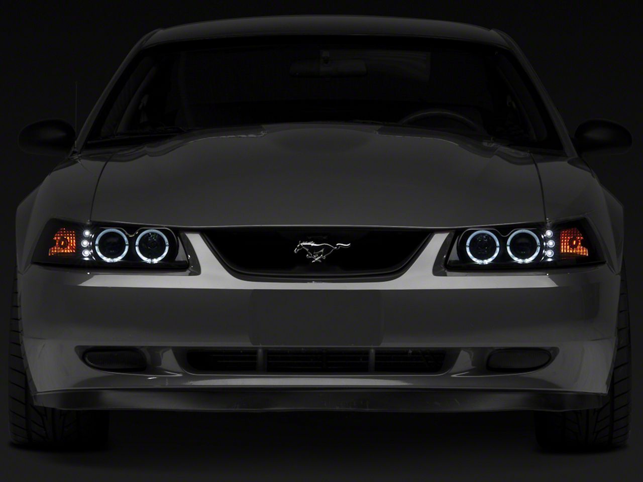 Raxiom Mustang Dual LED Halo Projector Headlights; Black Housing ...