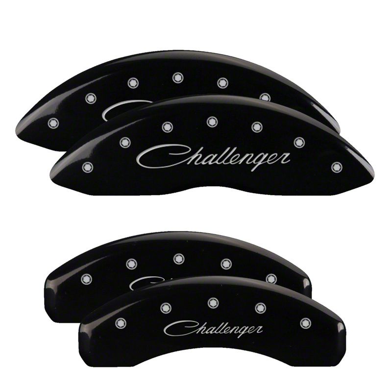 MGP Challenger Black Caliper Covers with Cursive Challenger Logo; Front ...