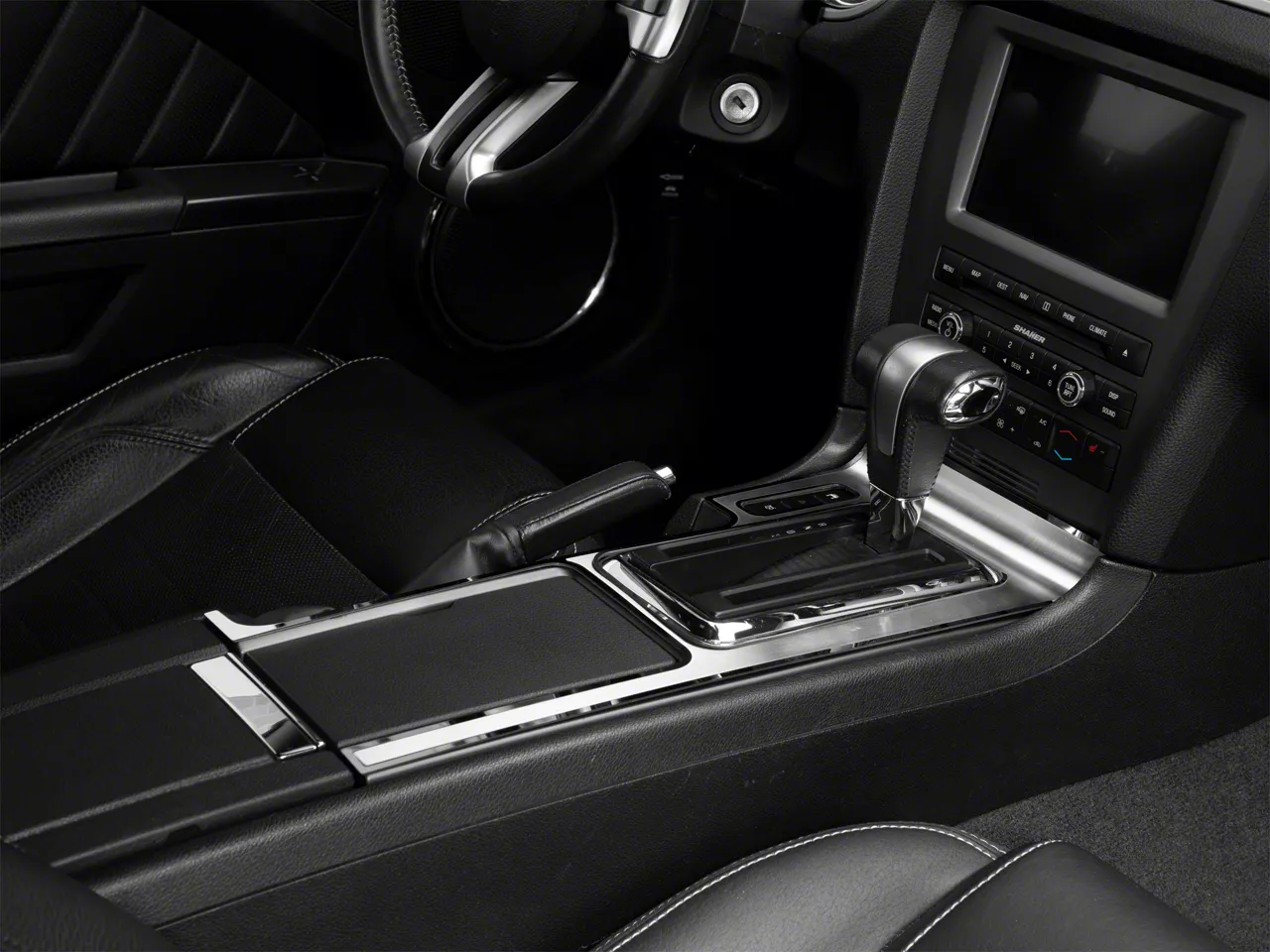 Mustang Center Console Plate with Polished Trim; Brushed (10-14 Mustang ...