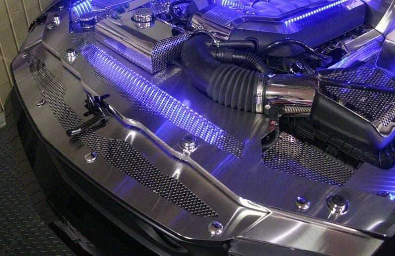 Mustang Illuminated Brushed/Perforated Radiator Cover (10-12 Mustang GT ...