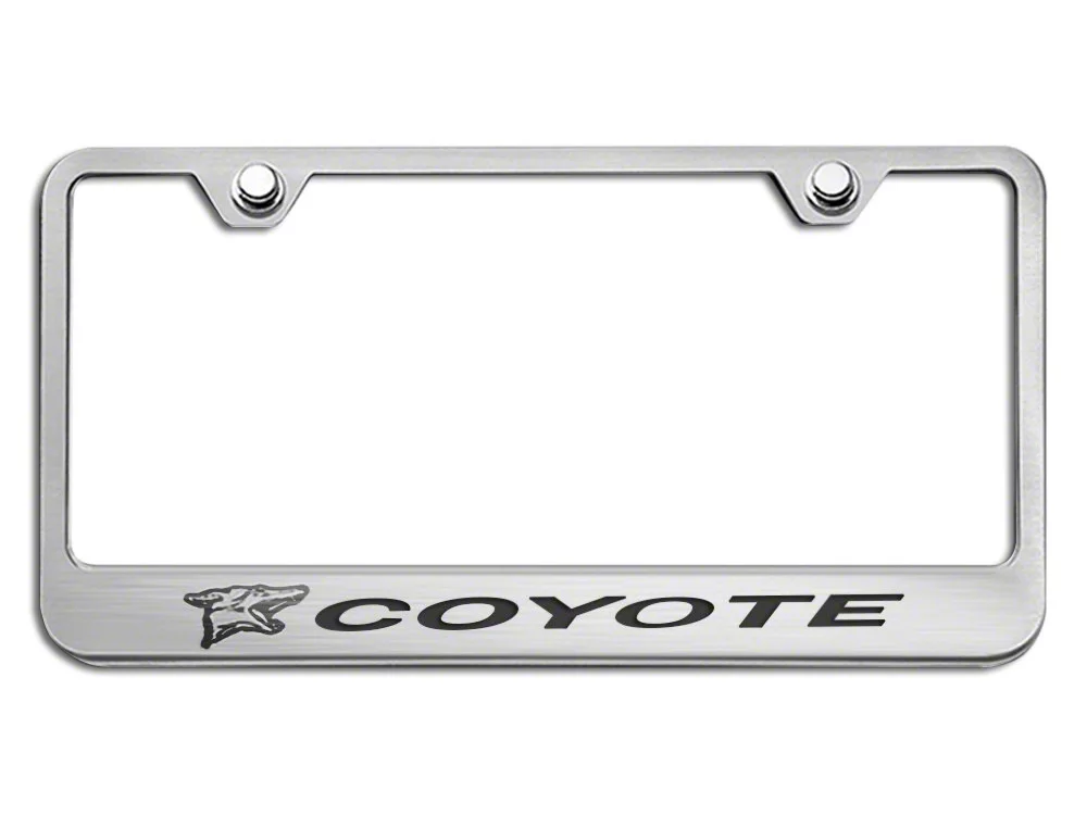 Mustang License Plate Frame with Coyote Logo; Solid Black Inlay ...