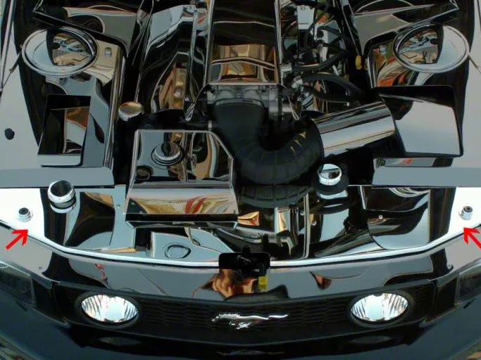 Mustang Radiator Support Cover; Polished (05-09 Mustang GT, V6) - Free ...