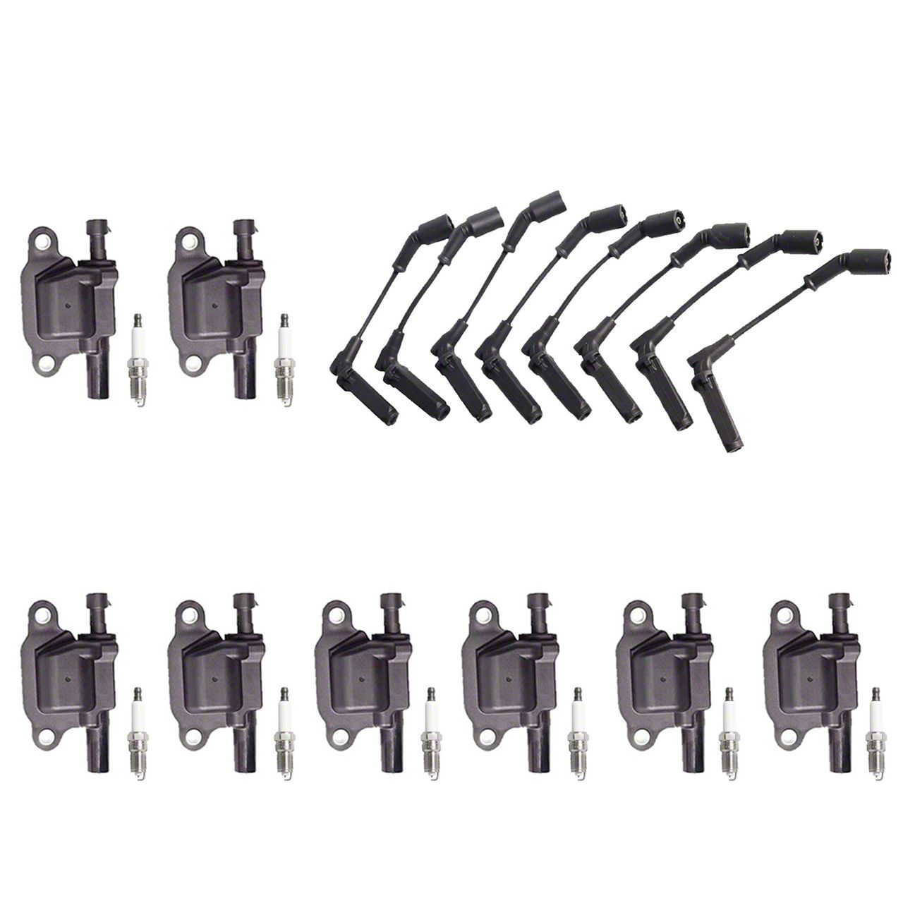 Corvette Ignition Coils with Spark Plugs and Wires; Black (05-19 ...