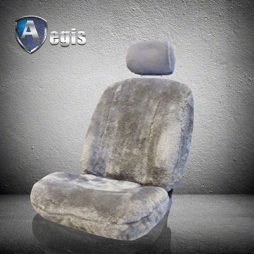 Charger Sheepskin Semi-Custom Low Back Bucket Seat Cover; Steel (06-23 ...