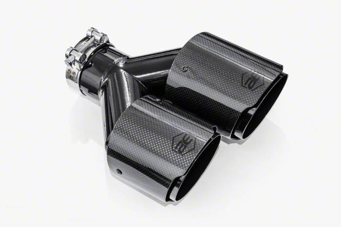 Aero Exhaust Charger Dual Angle Cut Exhaust Tip; 4-Inch; Carbon Fiber ...