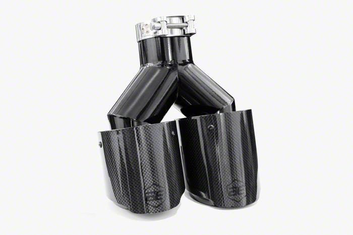 Aero Exhaust Mustang Dual Angle Cut Exhaust Tip; 4-Inch; Carbon Fiber ...