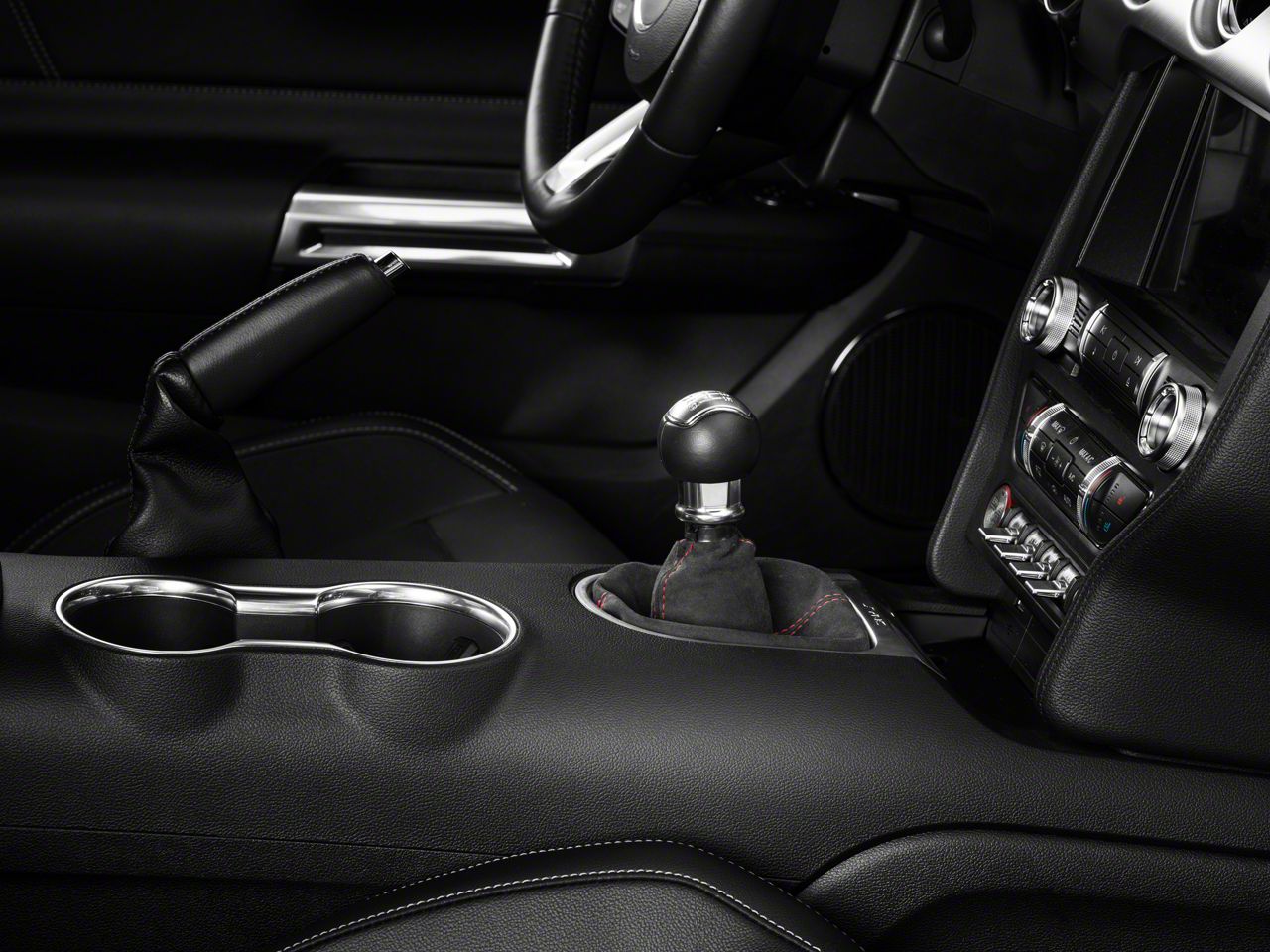 Mustang Premium Black Alcantara Manual Shift Boot with Red Stitching ...
