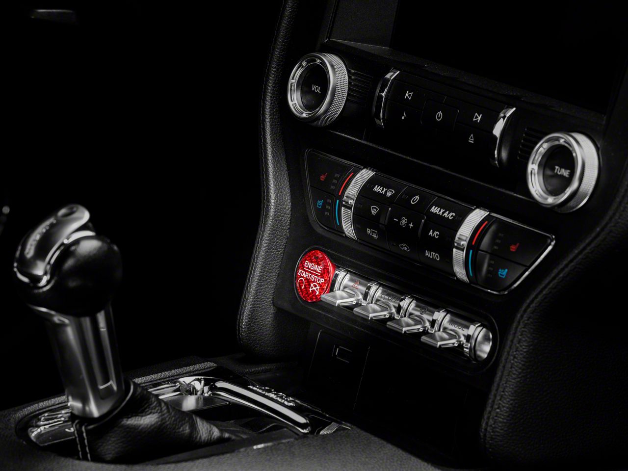 SpeedForm Mustang Start/Stop Button Overlay; Red Carbon 412667 (15-23 ...