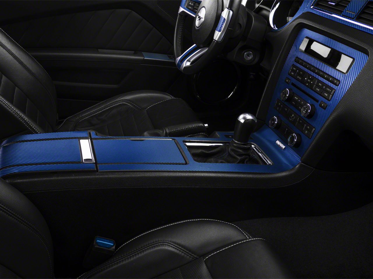 SEC10 Mustang Dash Overlay Kit; Blue Carbon Fiber 390788 (10-14 Mustang ...