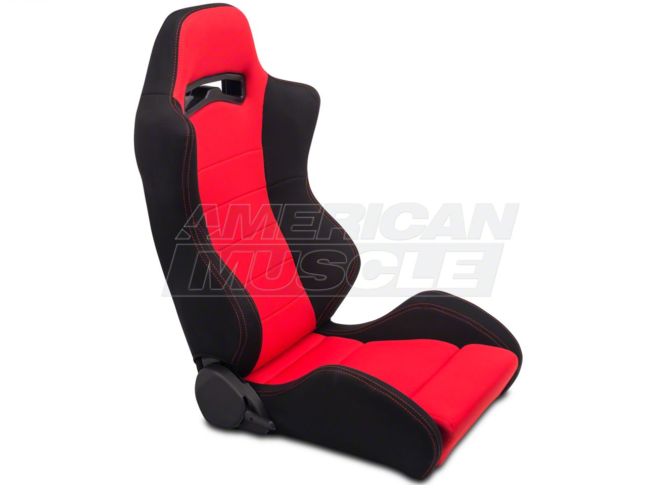SpeedForm Mustang Racing Seats; Black and Red; Pair 384433 (79-14 ...