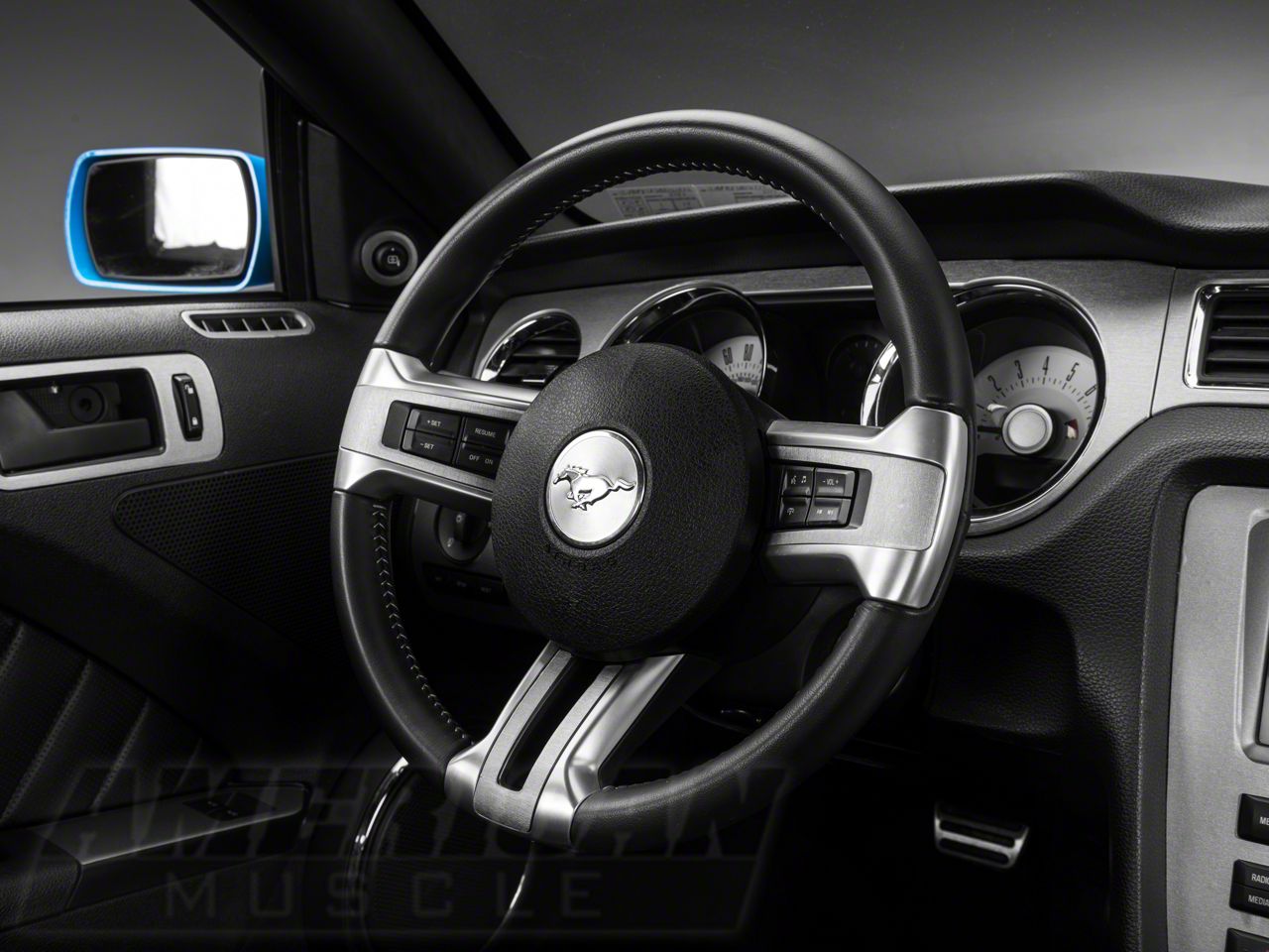 SEC10 Mustang Dash Overlay Kit; Brushed Silver 101474 (10-14 Mustang ...