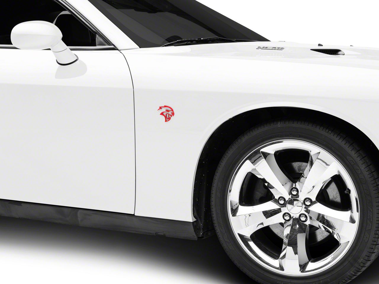 American Brothers Design Challenger Hellcat Cutout Badge; Red ABD-3228PR3