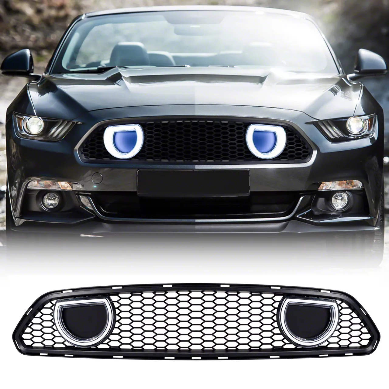 American Modified Mustang Mach 1 Style Upper Grille with DRL and Turn ...