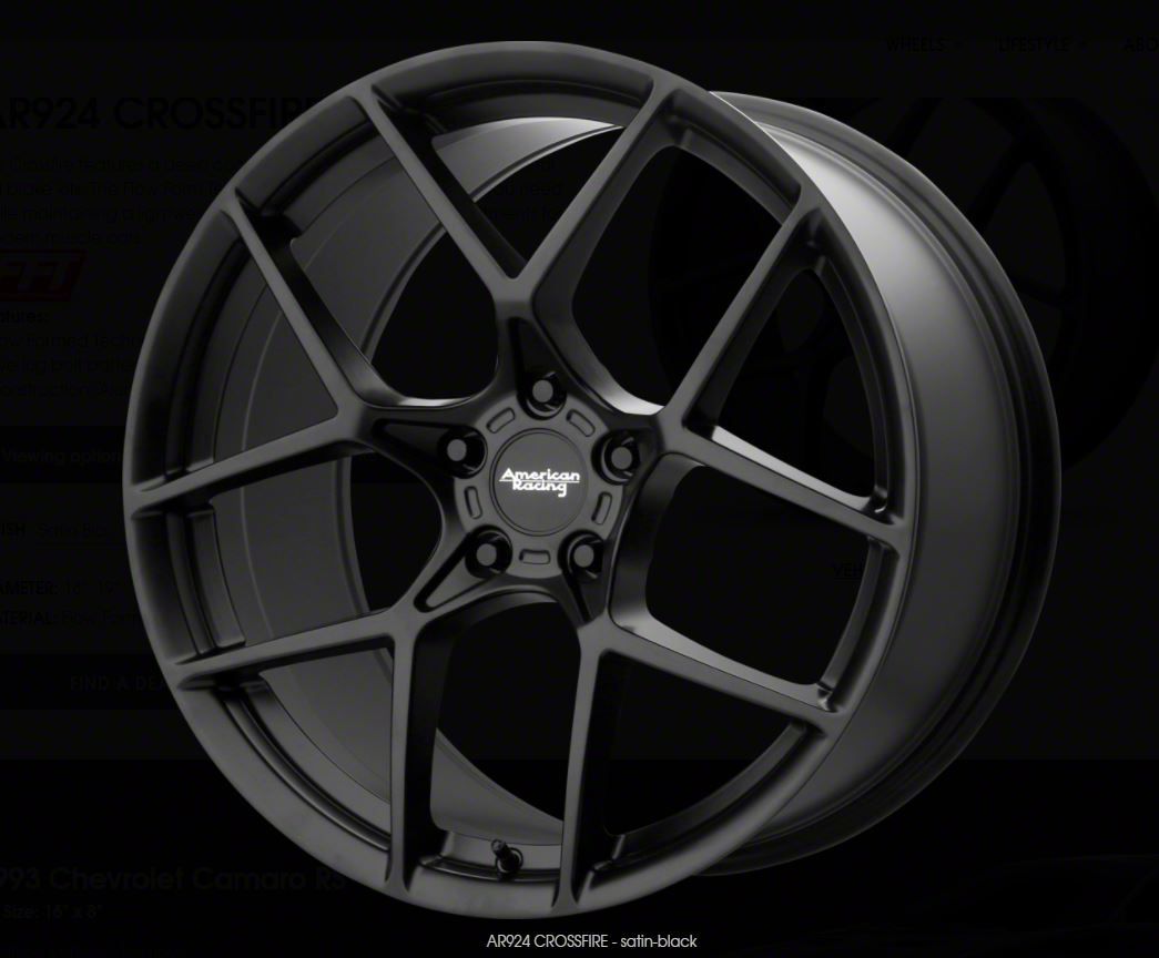 American Racing Camaro Crossfire Matte Black Wheel; 18x8.5; 50mm Offset ...