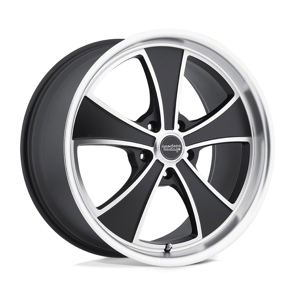 American Racing Mustang Mach 5 Satin Black Machined Wheel; 18x9; 38mm ...