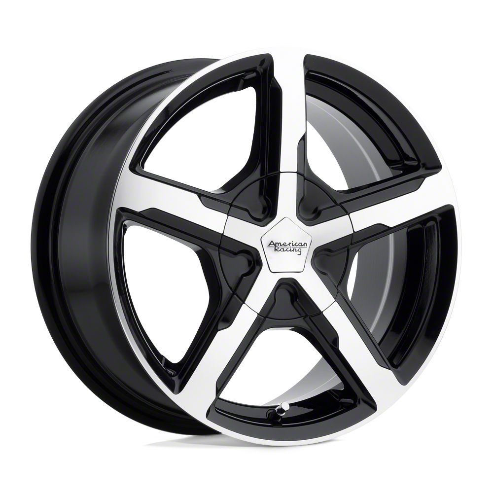 American Racing Mustang Trigger Gloss Black Machined Wheel; 17x7 ...