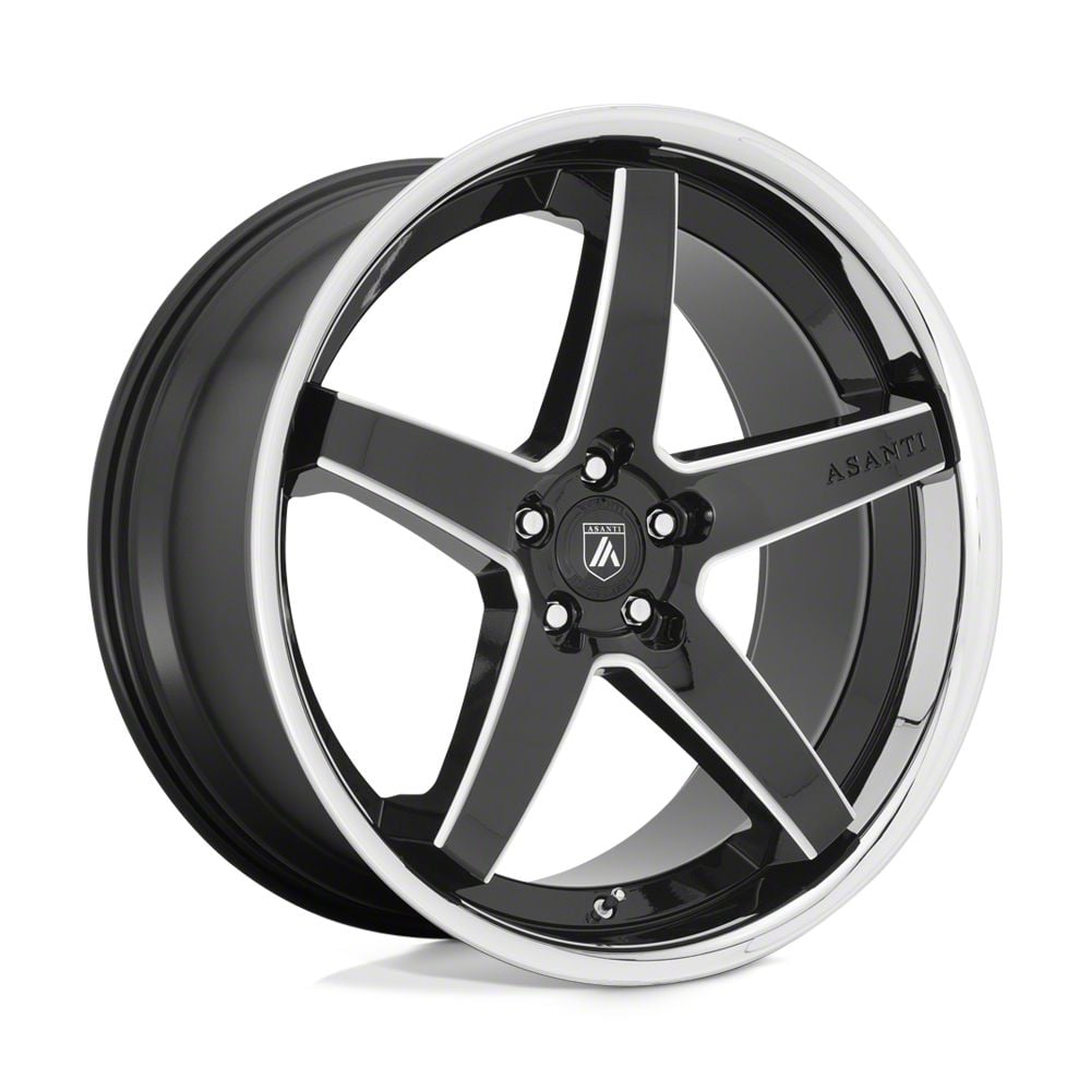 Asanti Mustang Regal Gloss Black Milled with Chrome Lip Wheel; 22x9 ...