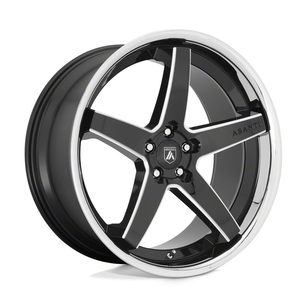 Asanti Camaro Regal Gloss Black Milled with Chrome Lip Wheel; 22x10.5 ...