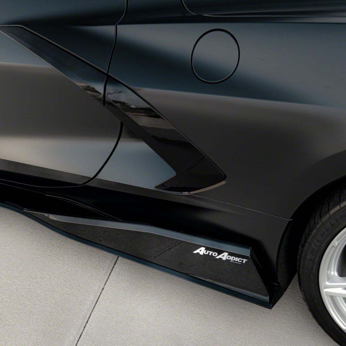 Auto Addict USA Corvette Evo Style Side Skirt Rockers; Gloss Black AA ...