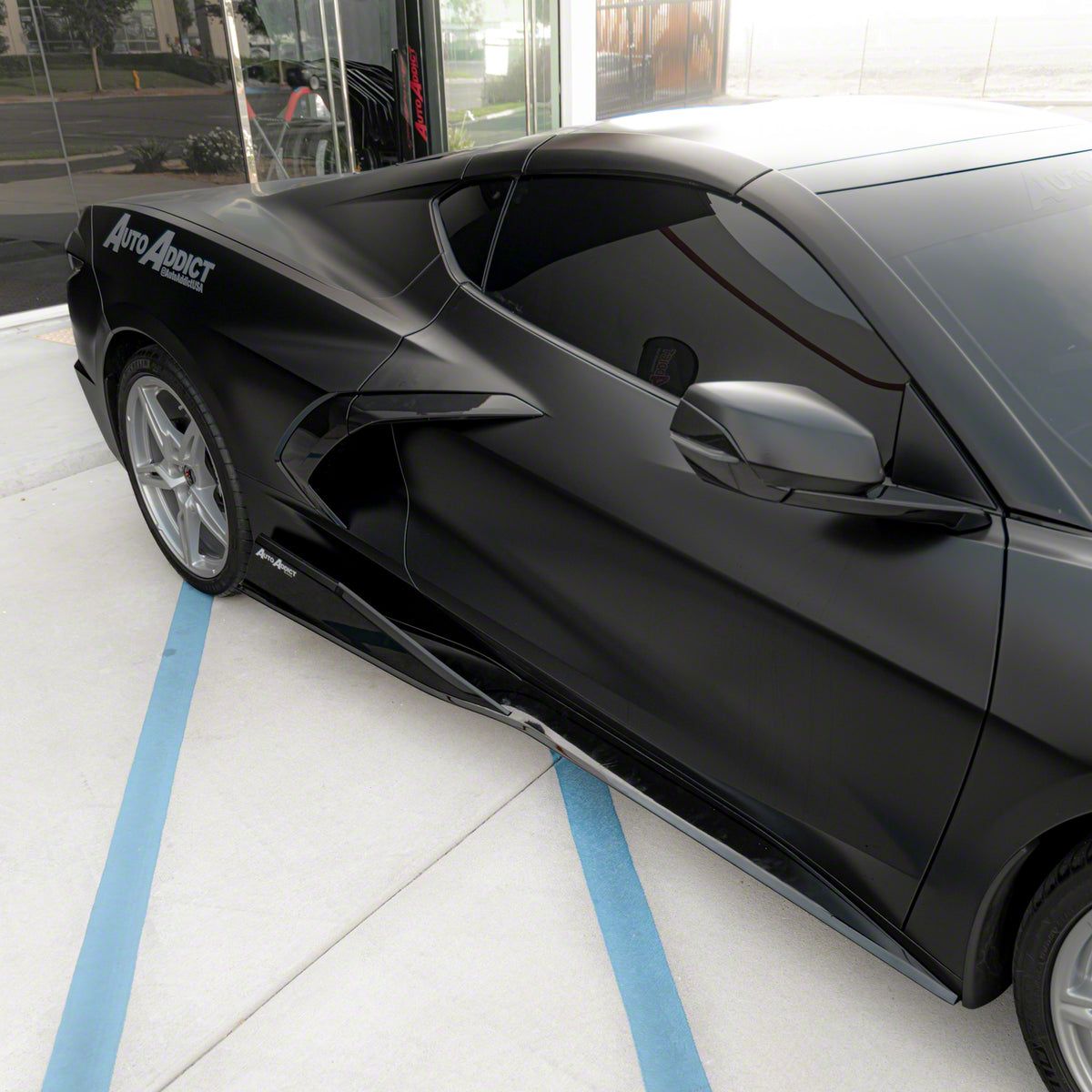 Auto Addict USA Corvette Evo Style Side Skirt Rockers; Gloss Black AA ...