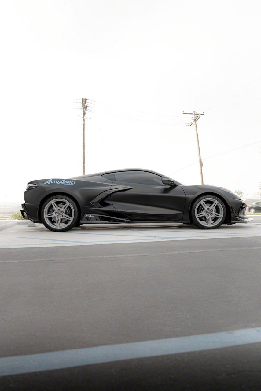 Auto Addict USA Corvette Evo Style Side Skirt Rockers; Gloss Black AA ...