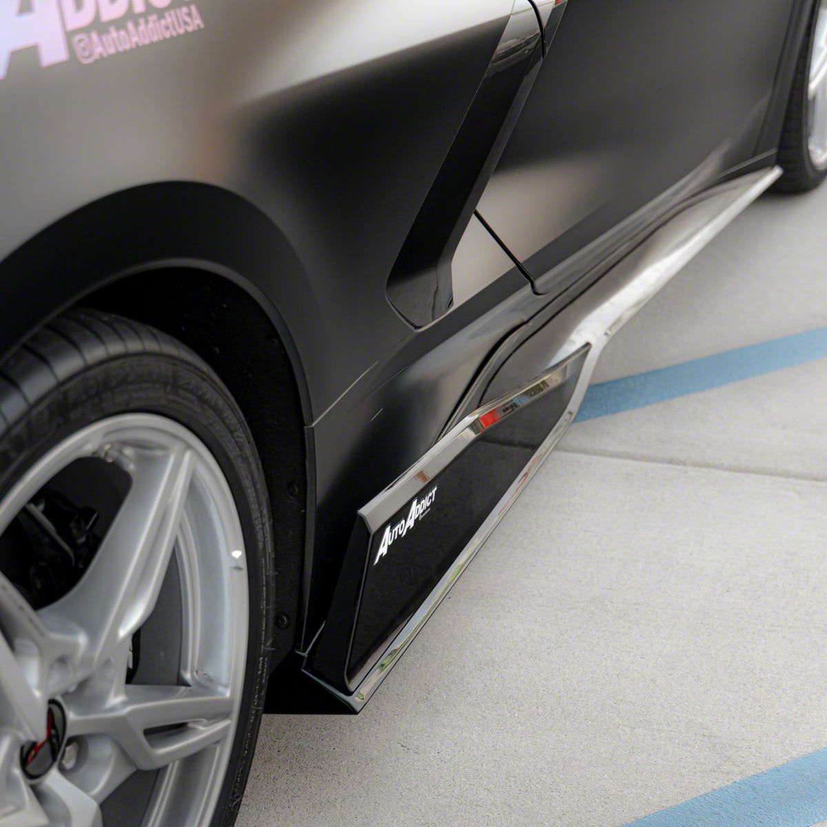 Auto Addict USA Corvette Evo Style Side Skirt Rockers; Gloss Black AA ...