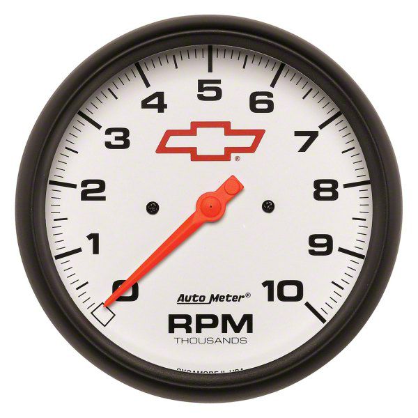 Auto Meter Camaro Chevy White Series 5-Inch In-Dash Tachometer; 0-10000 ...