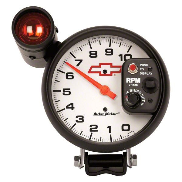 Auto Meter Camaro Chevy White Series 5-Inch Pedestal Tachometer with ...