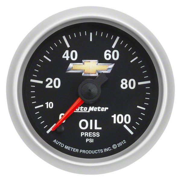 Auto Meter Camaro Chevy Gold Bowtie Series 2-1/16-Inch Oil Pressure ...