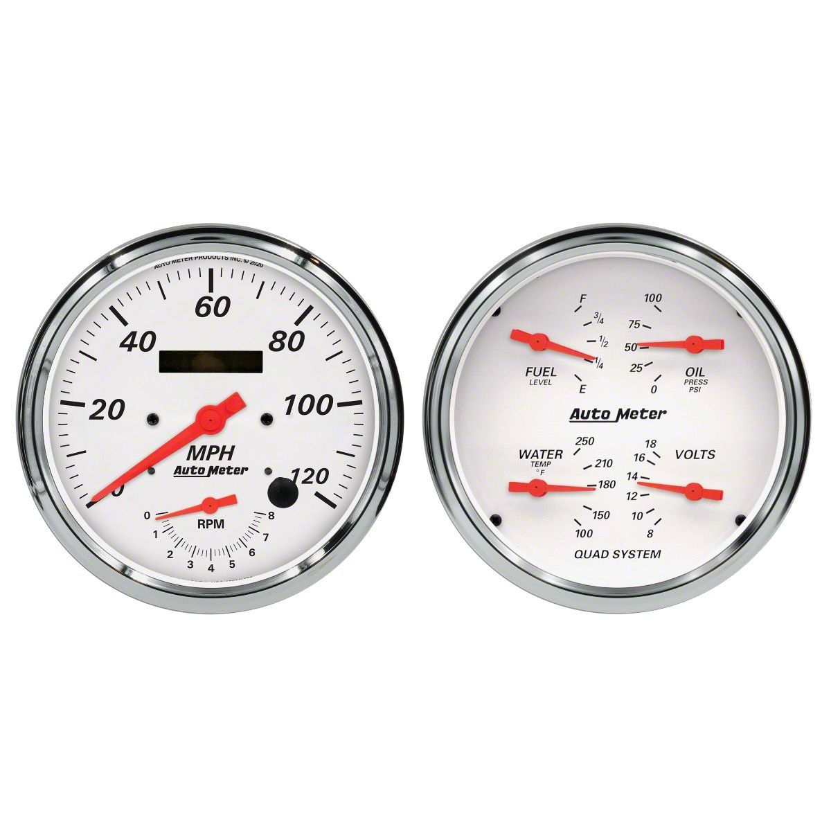 Auto Meter Challenger Arctic White Series 5-Inch Quad and Tachometer ...