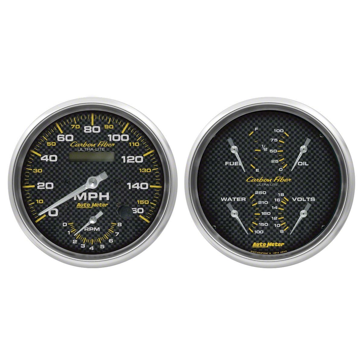 Auto Meter Corvette Carbon Fiber Series 5-Inch Quad and Tachometer ...