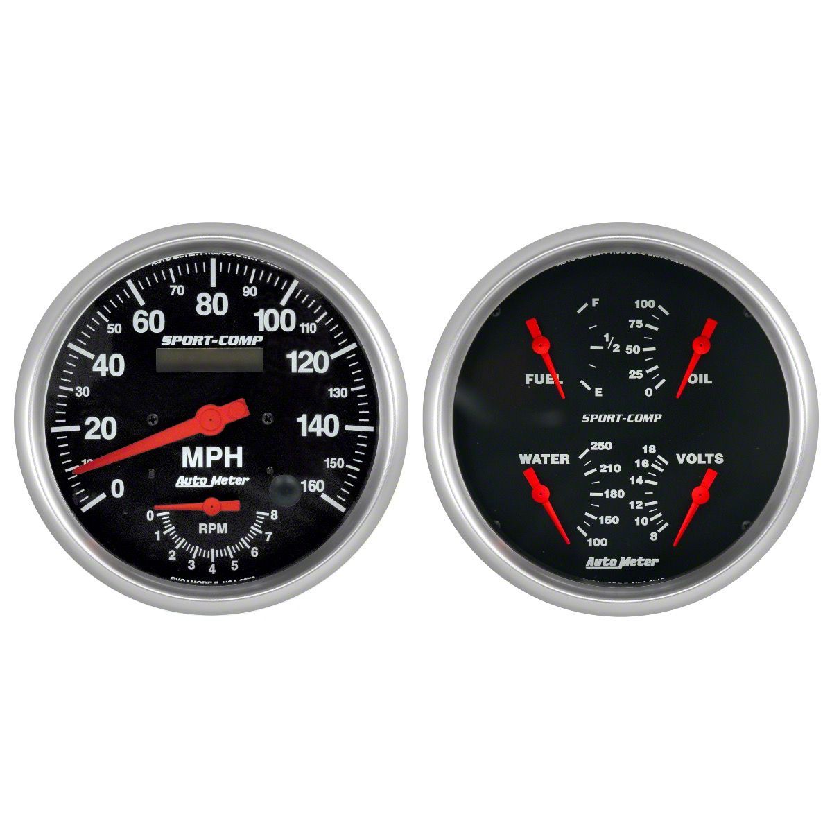 Auto Meter Corvette Sport-Comp Series 5-Inch Quad and Tachometer ...