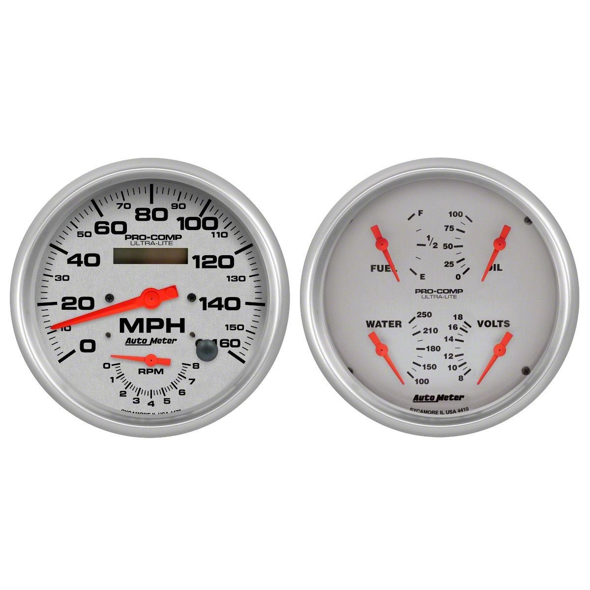 Auto Meter Mustang Ultra-Lite Series 5-Inch Quad and Tachometer ...