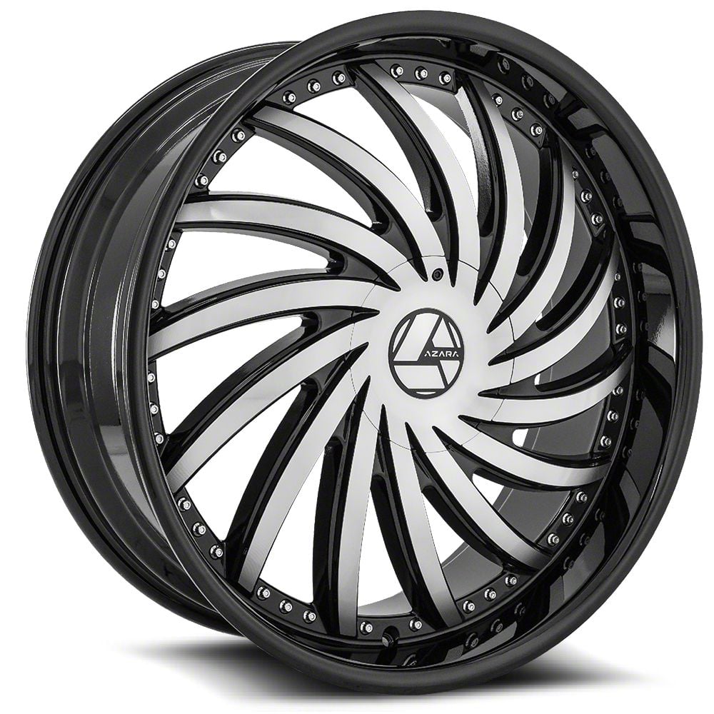 Azara Charger AZA-508 Gloss Black and Machined Wheel; Rear Only; 24x9 ...
