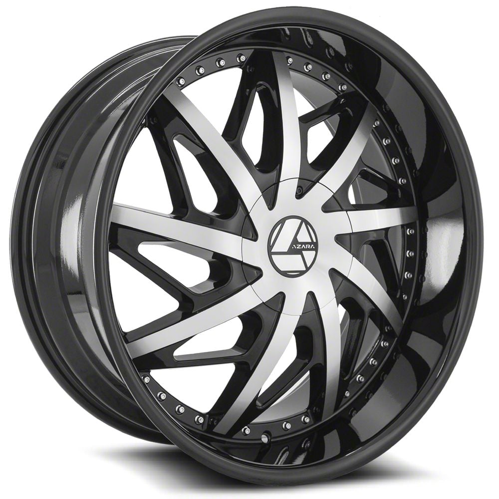 Azara Charger AZA-510 Gloss Black and Machined Wheel; Rear Only; 24x9 ...