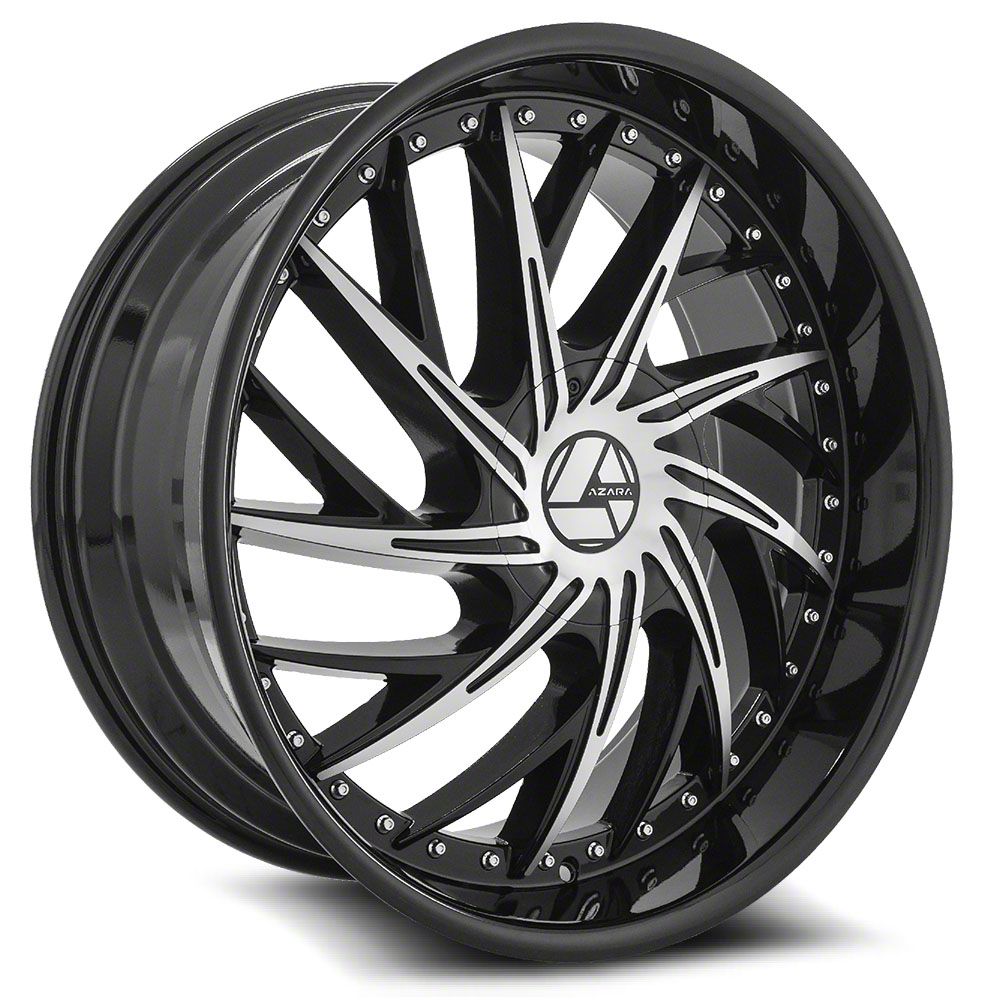 Azara Charger AZA-516 Gloss Black and Machined Wheel; Rear Only; 24x9 ...