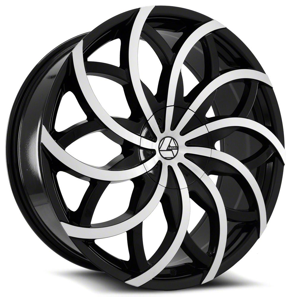 Azara Mustang AZA-504 Gloss Black and Machined Wheel; Rear Only; 22x8.5; 38mm Offset ...