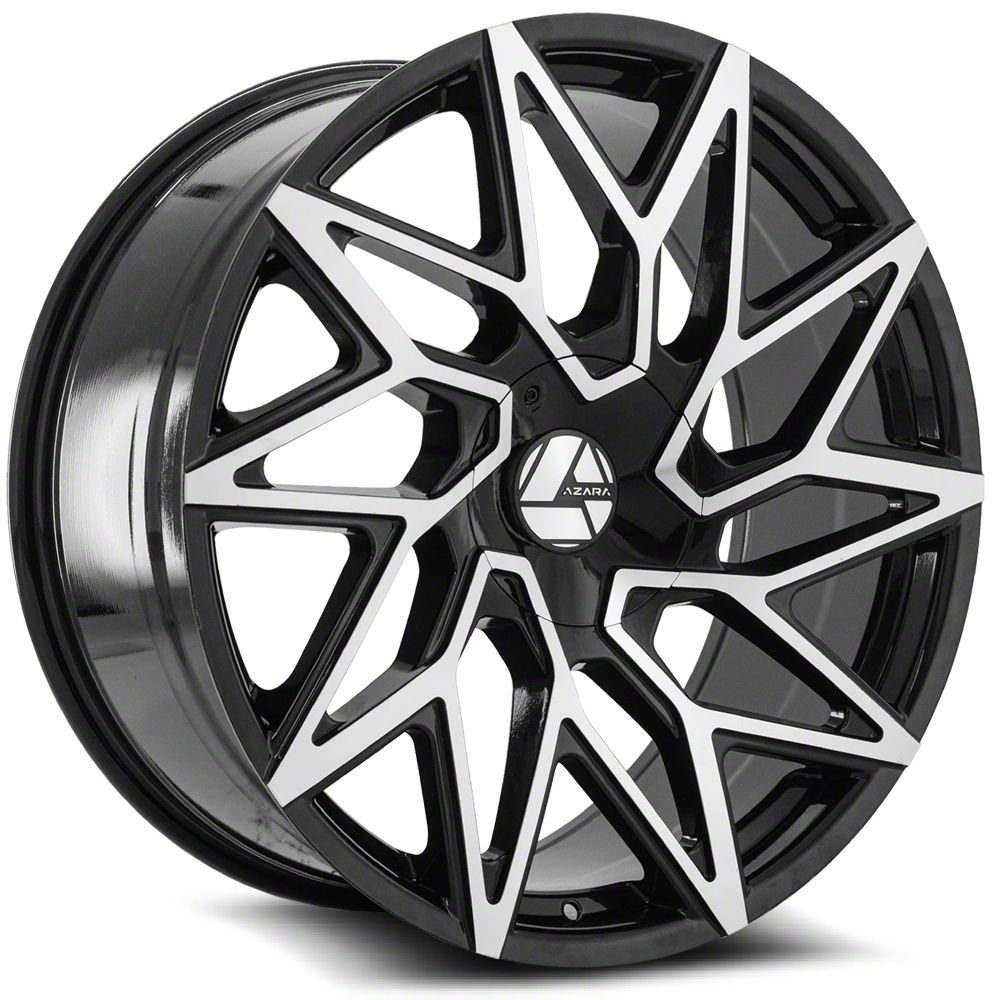 Azara Mustang AZA-511 Gloss Black and Machined Wheel; Rear Only; 22x8.5 ...
